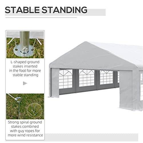 ZZBJ 39 X 23 Ft Carport Large Outdoor Canopy Tent with Removable Sidewalls and Windows,White Tents for Parties,Wedding