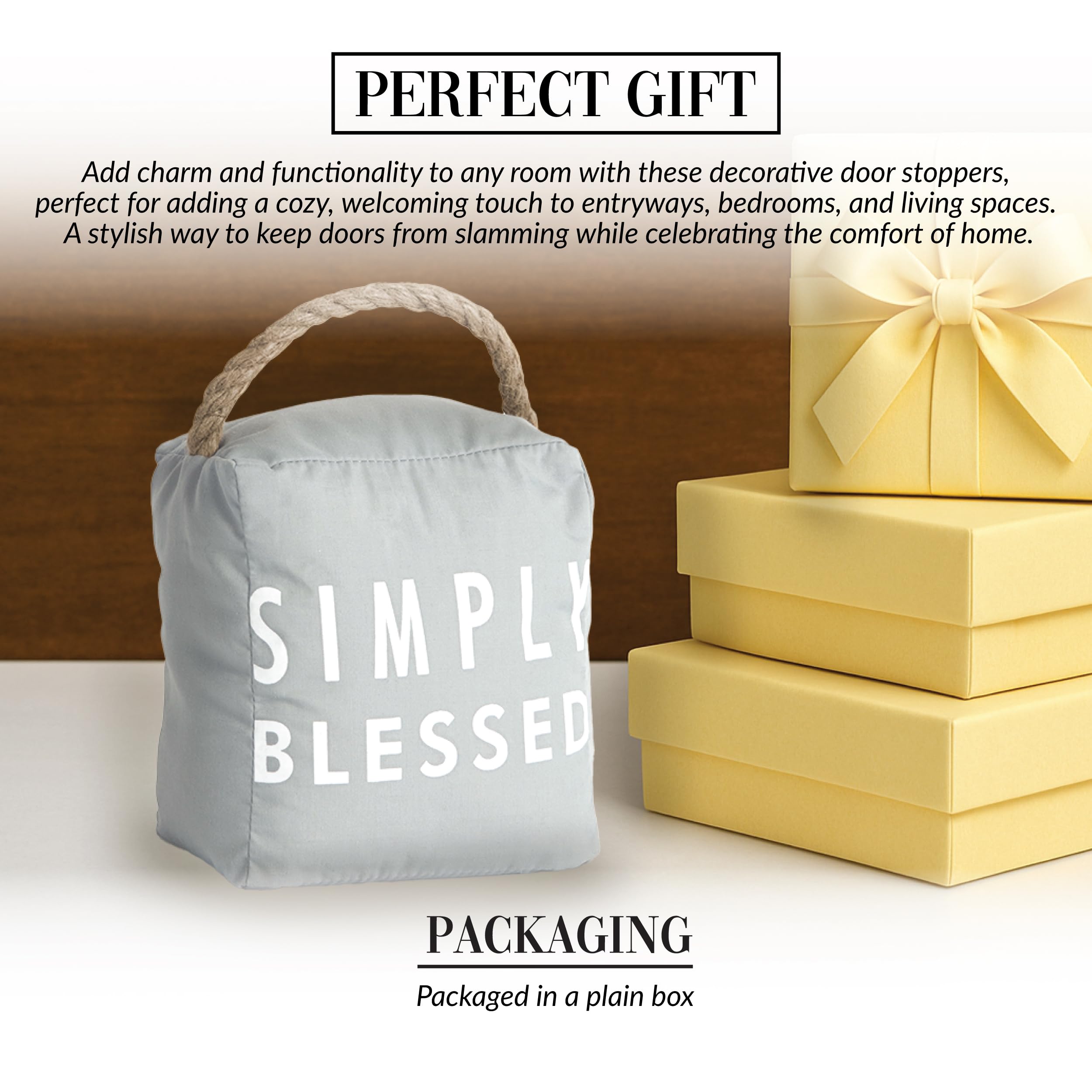 Pavilion Gift Company 72154 Simply Blessed Door Stopper, 5 by 6-Inch, Gray