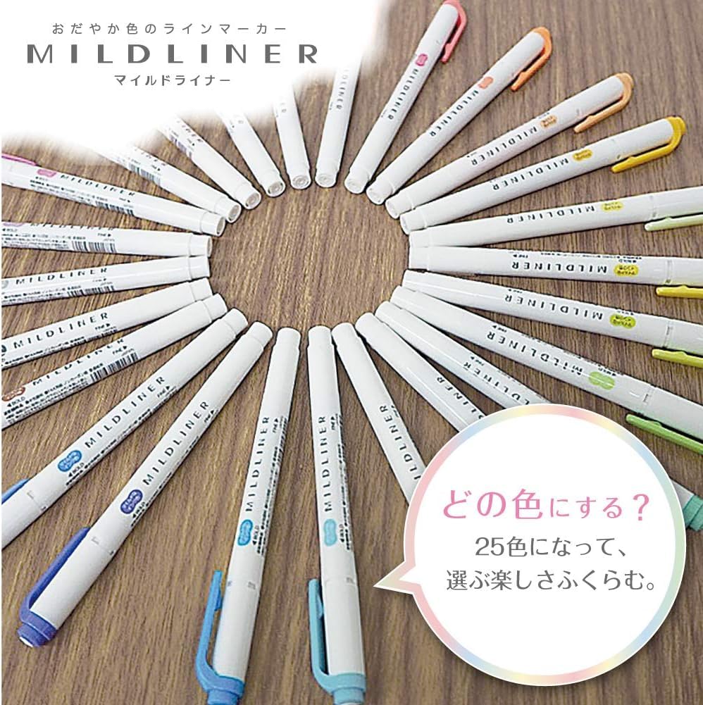 Zebra MildLiner Complete Set 25 Vibrant Colors Great for Text Highlighting, Kids, Office, College, School (WKT7-5C WKT7-5C-NC WKT7-5C-RC WKT7-N-5C WKT7-5C-HC)
