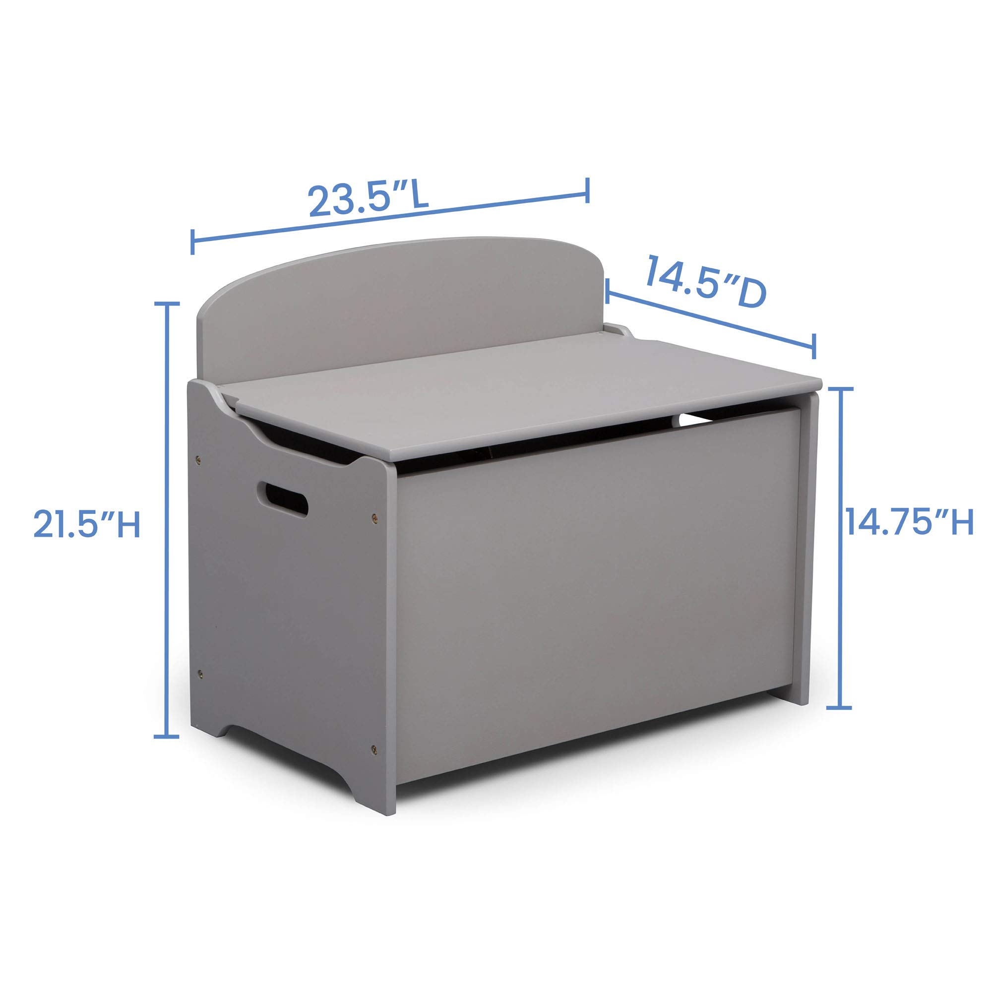 Delta Children MySize Deluxe Toy Box - Greenguard Gold Certified, Grey