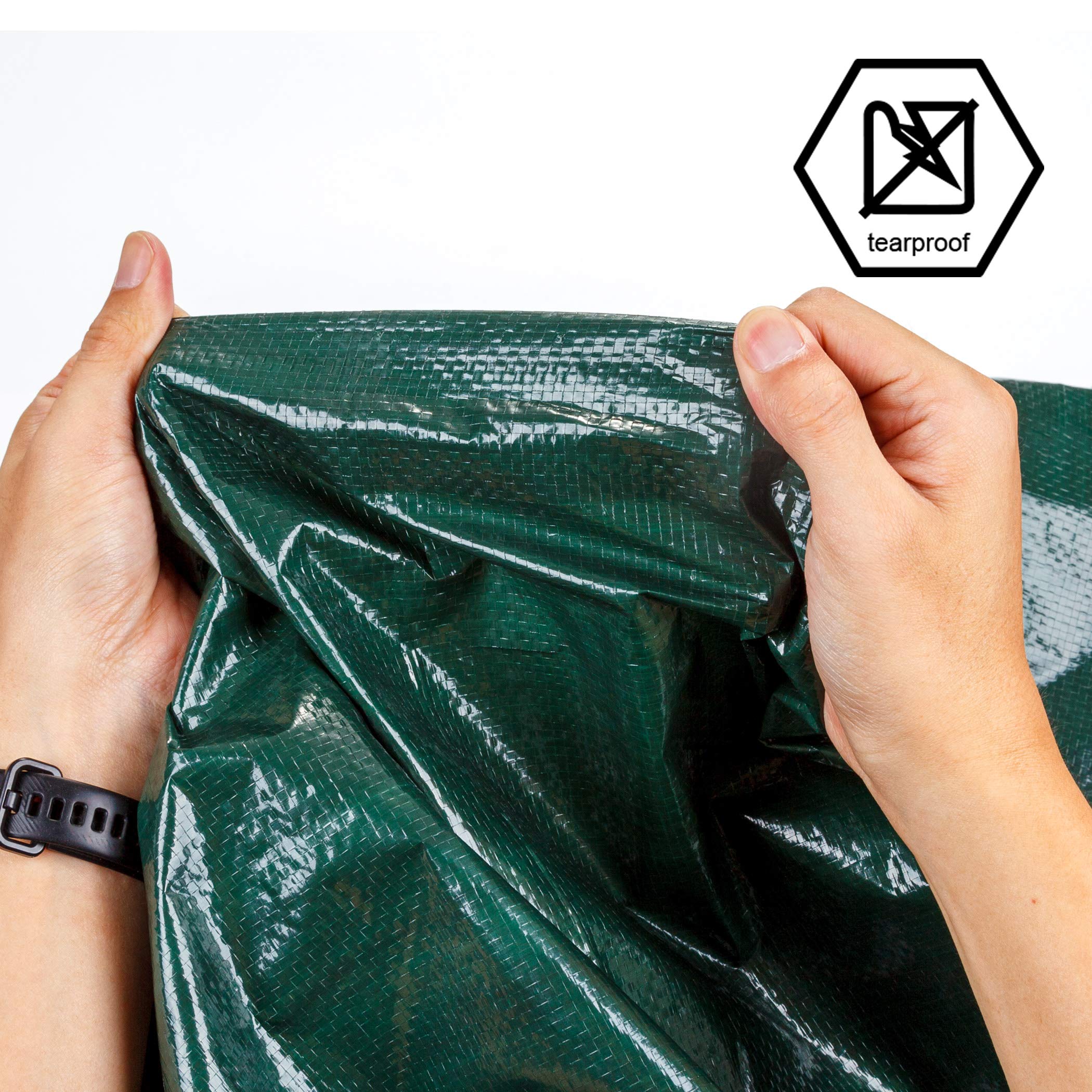 CARTMAN Finished Size 10x12 Feet Waterproof Green Tarp 8 Mil Thick, Multipurpose Protective Cover for Emergency Rain Shelter Camping Tarpaulin