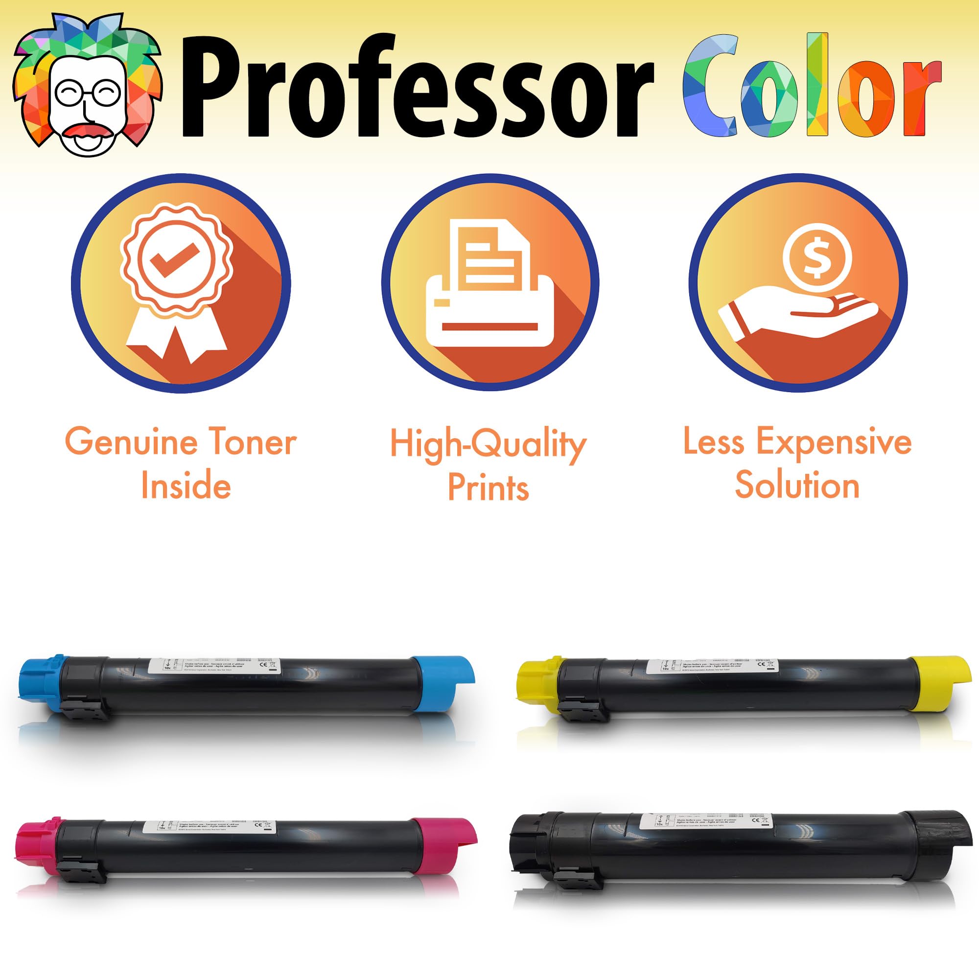 Professor Color Re-Coded OEM Toner Cartridge Replacement for Xerox AltaLink C8030 C8035 C8045 C8055 C8070 | 006R01697 006R01698 006R01699 006R01700 - 4 Pack