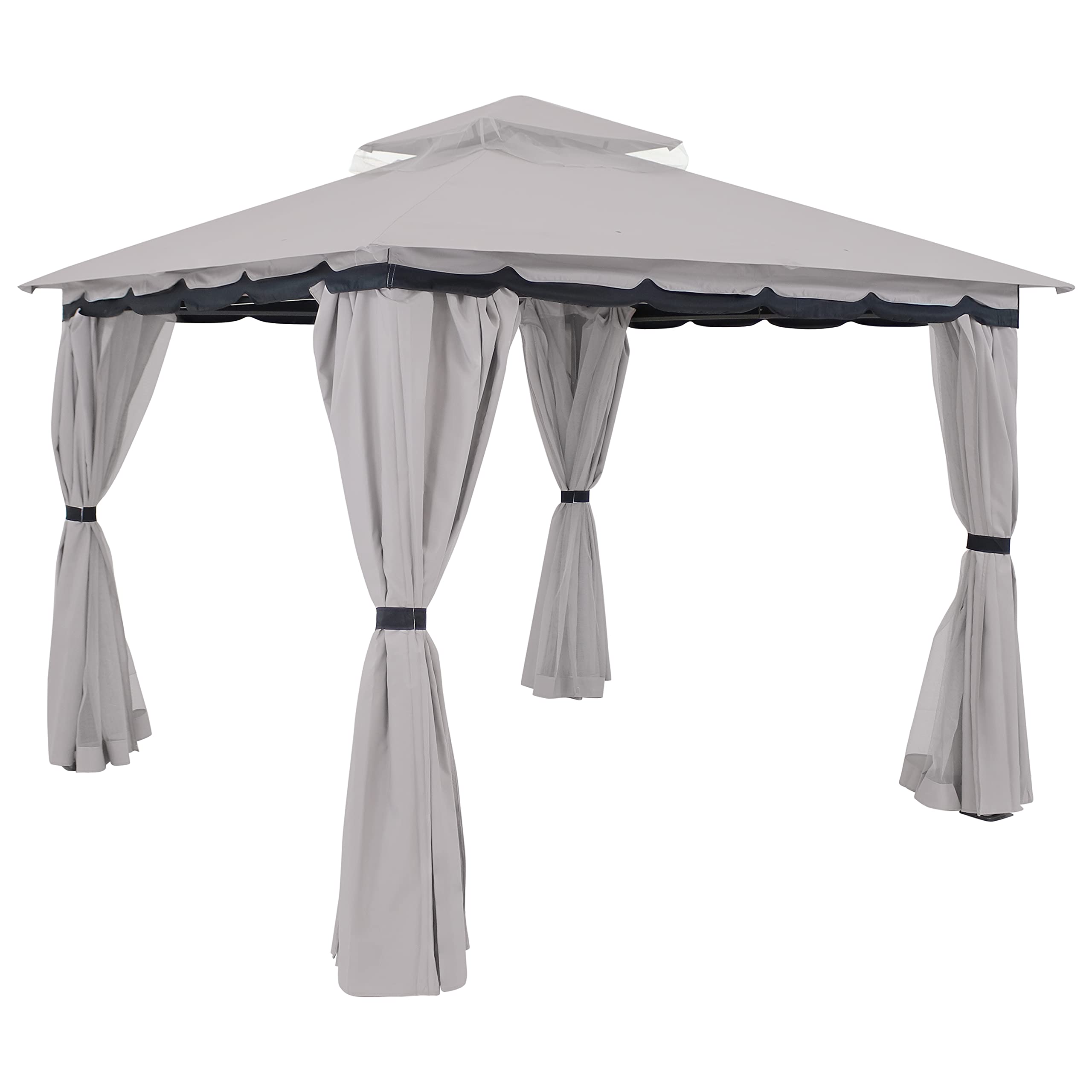 Sunnydaze Soft-Top Patio Gazebo - 10x10 Foot Rectangle Outdoor Gazebo with Screens and Privacy Walls - Gray - Perfect for Backyard, Garden or Deck