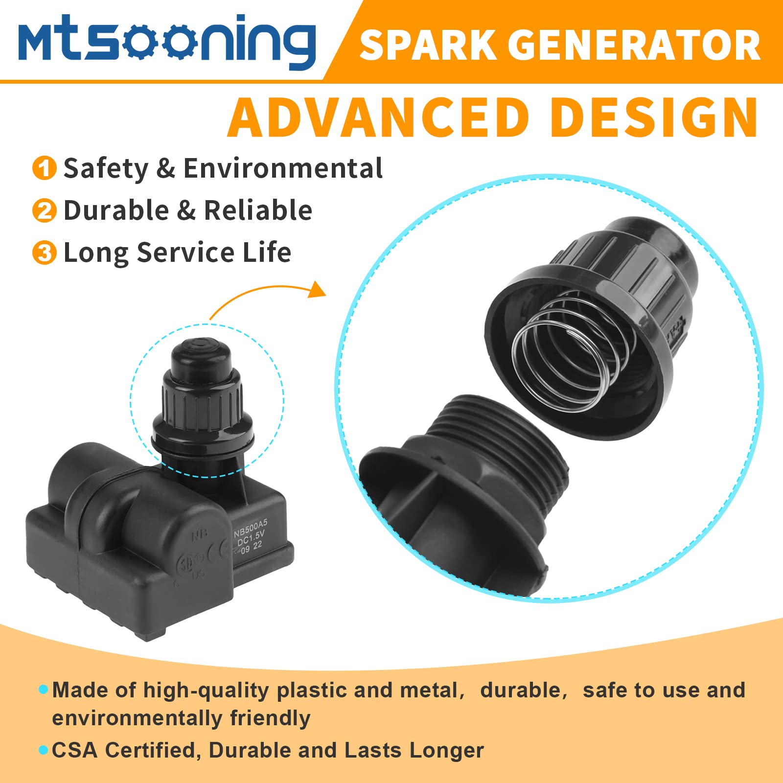 Mtsooning Universal Spark Generator, 5 Male Outlet Push Button Ignitor, AA Battery Igniter Replacement for Broil King, Broil-Mate, Sterling, Silver Chef, Amana, Uniflame, Surefire, BBQ Pro, Fire Pit
