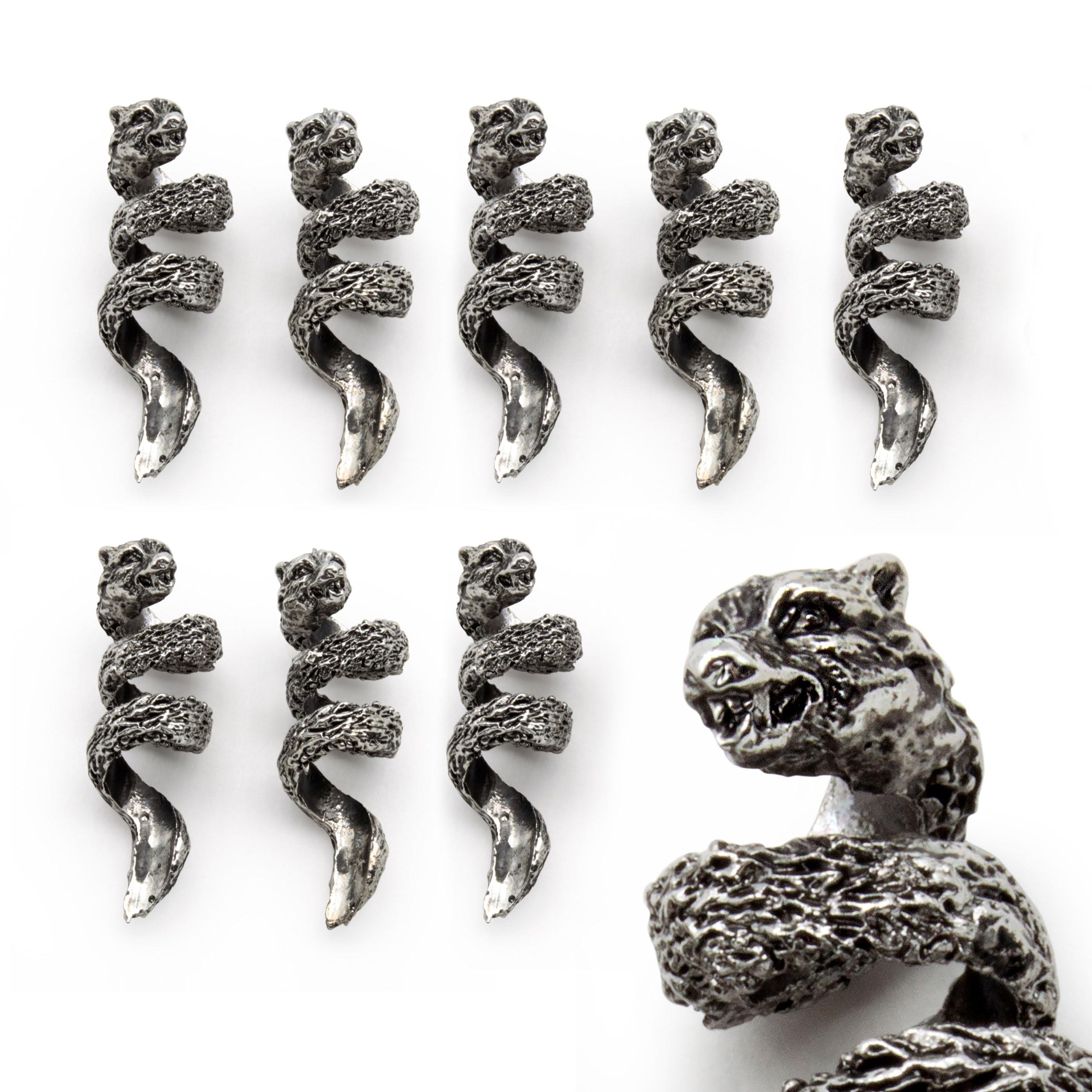 Wolf Beard Bead Coils (4-Pack) - Viking Hair Jewelry for Beards, Hair and Dreadlocks