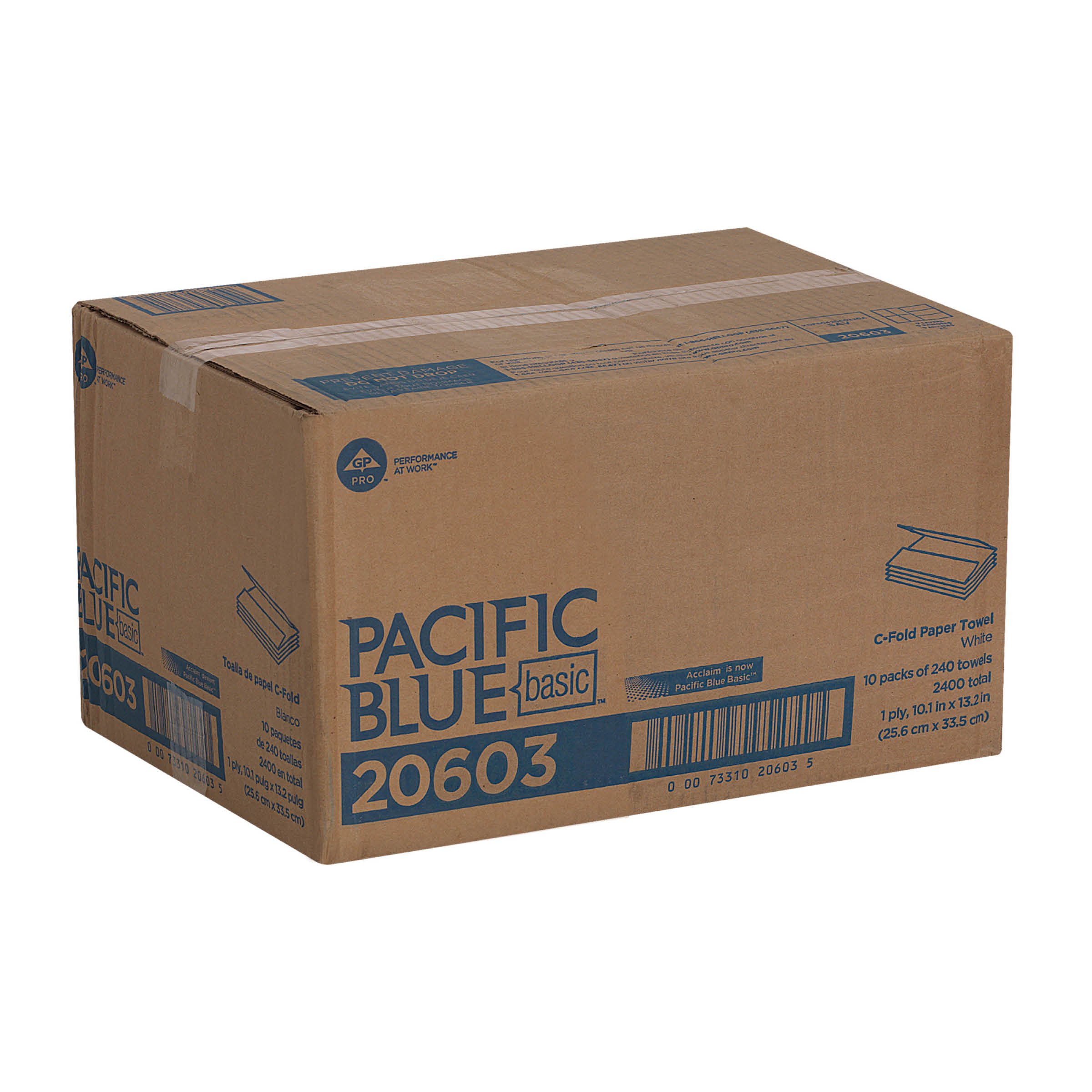 Pacific Blue Basic™ C-Fold Paper Towels (previously branded Acclaim®) by GP PRO; White, 20603; 240 towels per pack, 10 packs per case