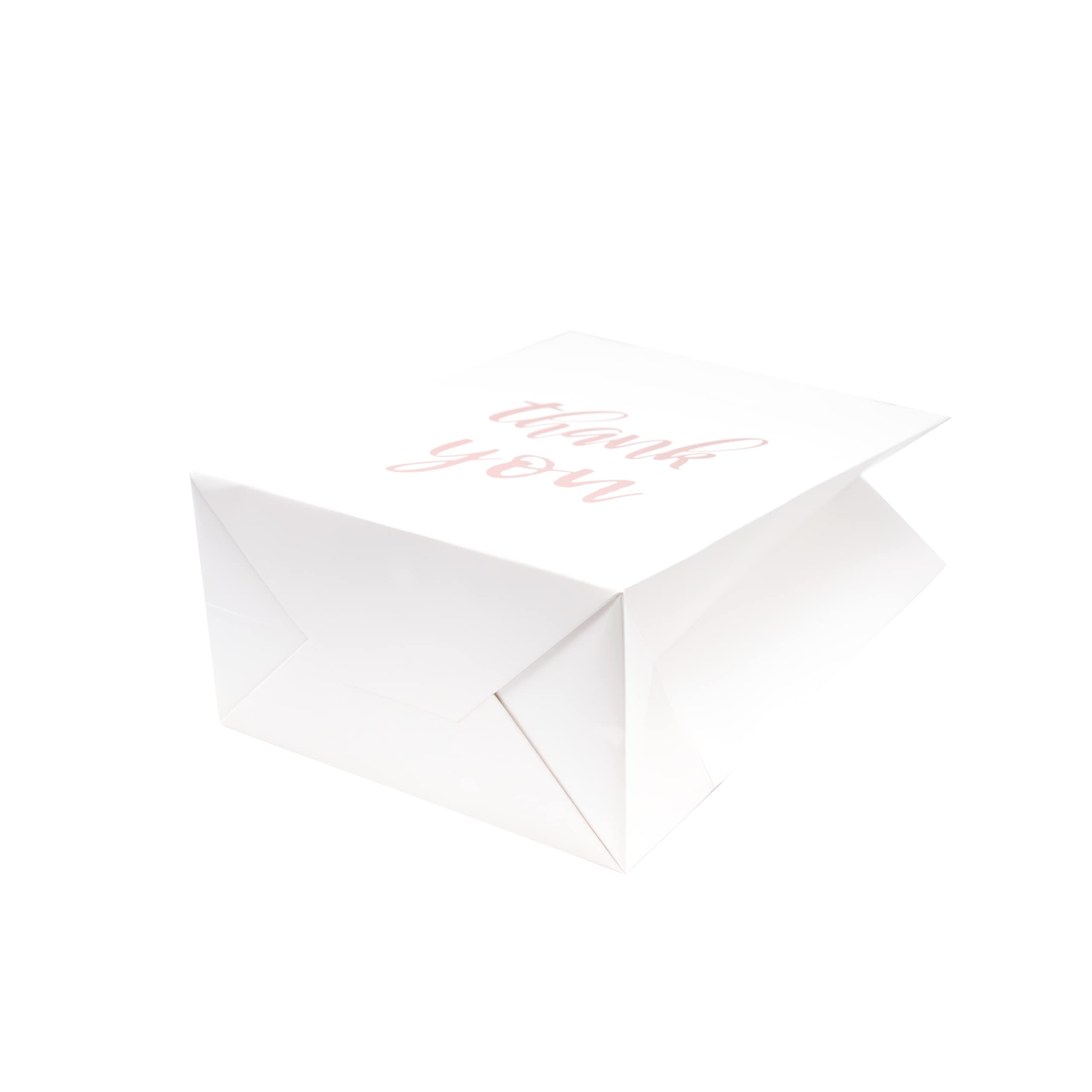 12 Pack Thank You Gift Bags - Elegant Paper Gift Bags With ‘’Thank You’’ Embossed In Rose Gold Foil Letters - Perfect For Birthday Party, Wedding Party, Paper Favor Bags 4"x 7"x 9" Inches - White
