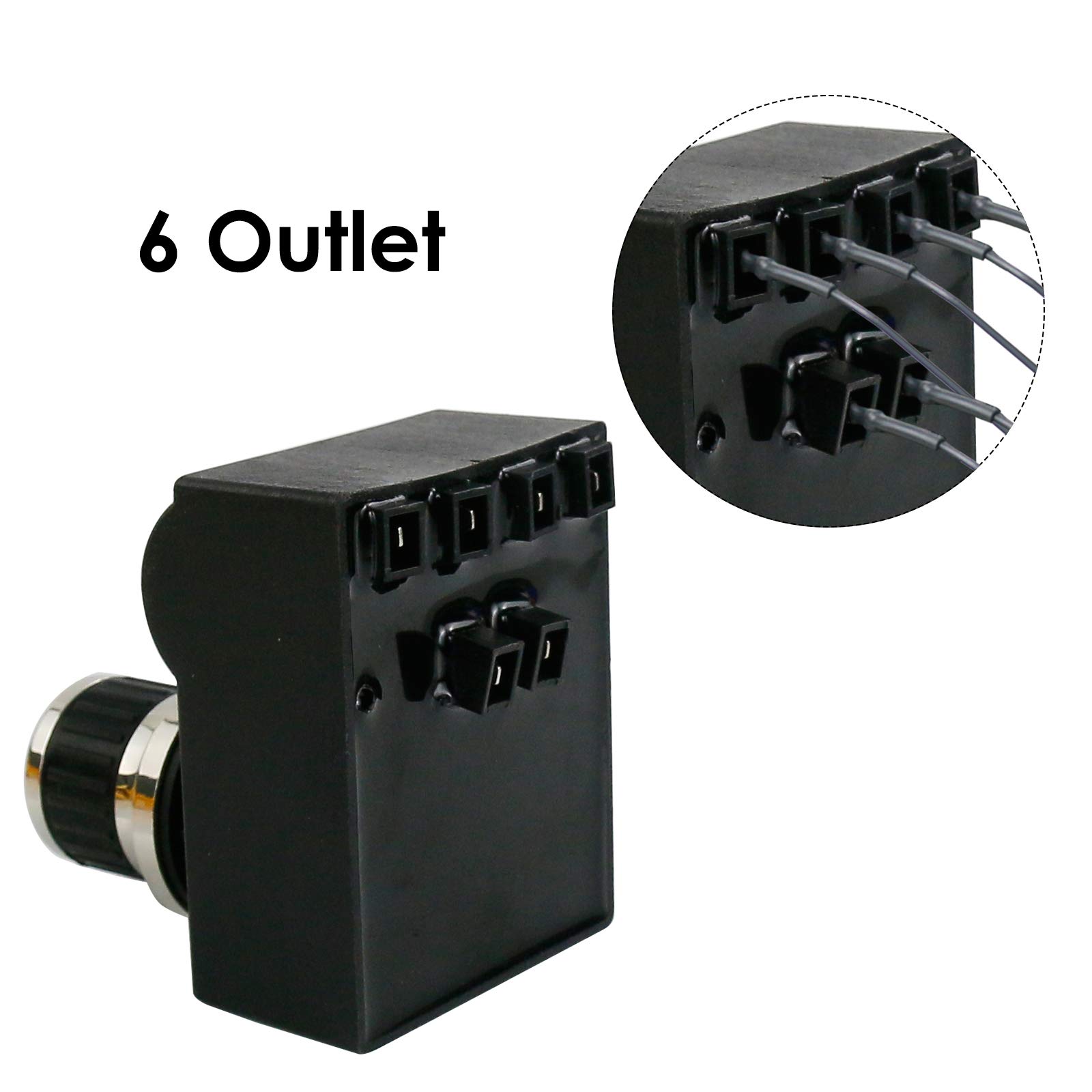 Uniflasy 6 Outlets Tact Push Button Grill Ignitor Universal for Nexgrill, Nexgrill, Char-Broil, Brinkmann, Charmglow, Grillmaster and Others Chrome Coated Spark Generator Switch Electric Igniter