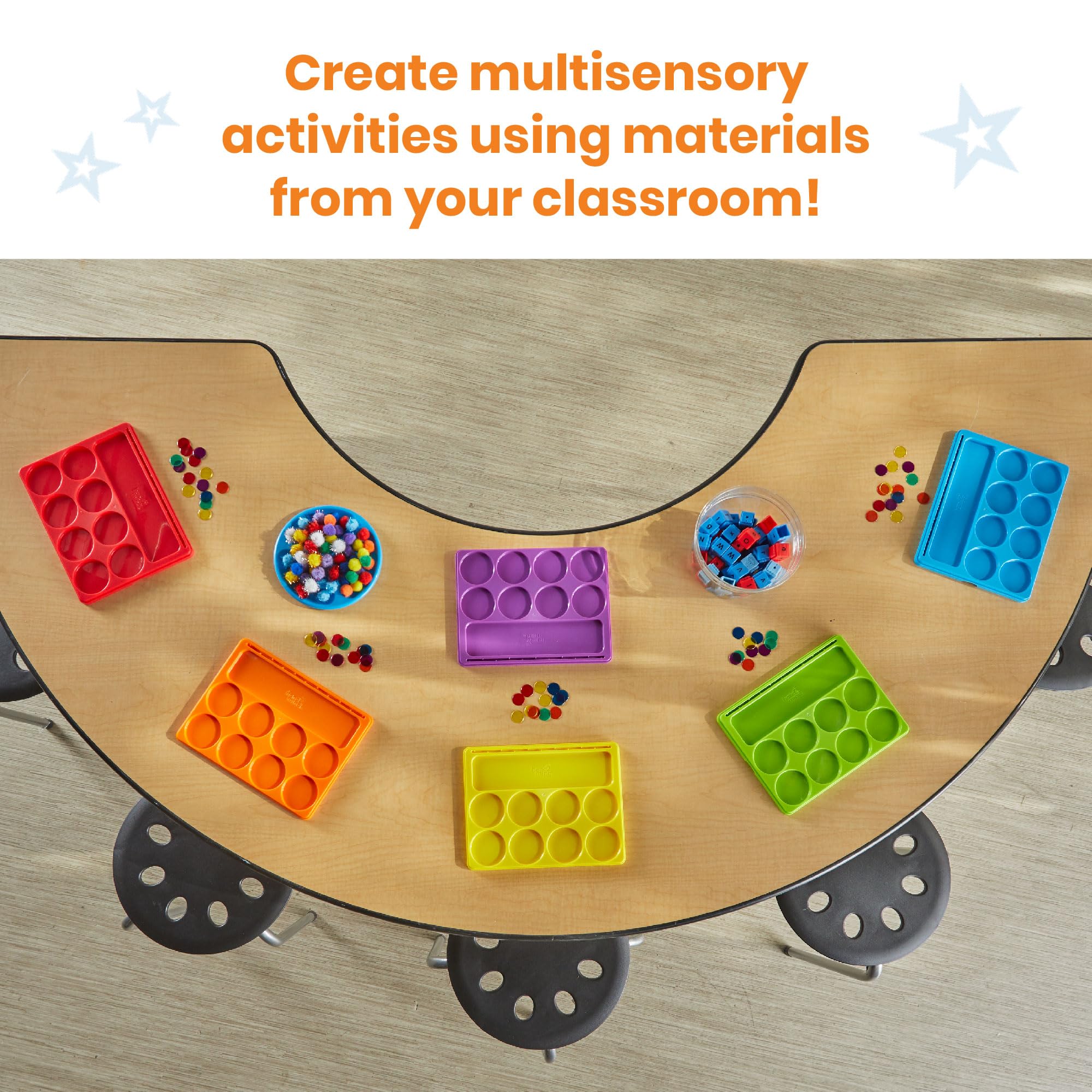 hand2mind Little Minds at Work Sound Segmenting Trays by Tara West, Phonemic Awareness, Science of Reading Manipulatives, Elkonin Boxes, Letter Sounds, Preschool Learning Activities (Set of 6)