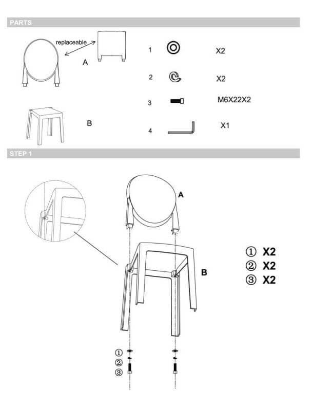 Efavormart Pack of 1 | Clear Transparent Banquet Ghost Chair Armless Stacking Accent Chair with Oval Back Acrylic, Invisible Plastic Construction, Unique Style