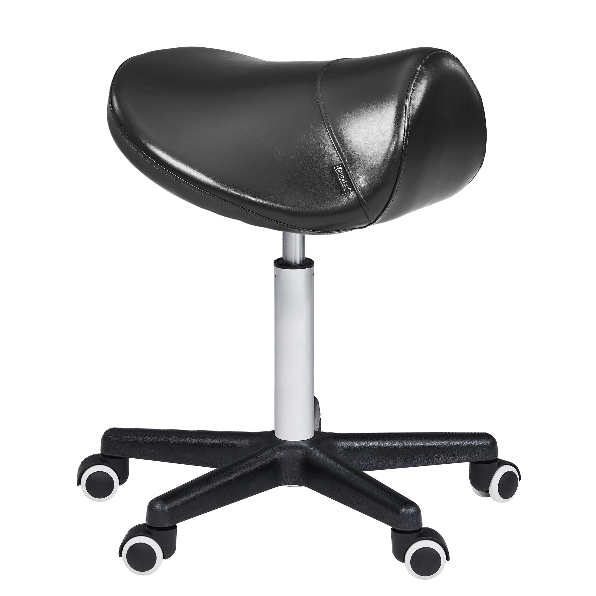 Master Massage Ergonomic Swivel Saddle Rolling Hydraulic Stool in Black