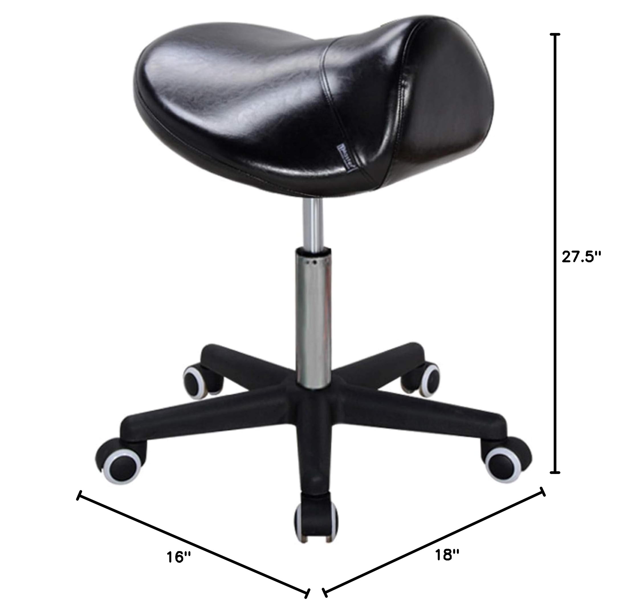 Master Massage Ergonomic Swivel Saddle Rolling Hydraulic Stool in Black