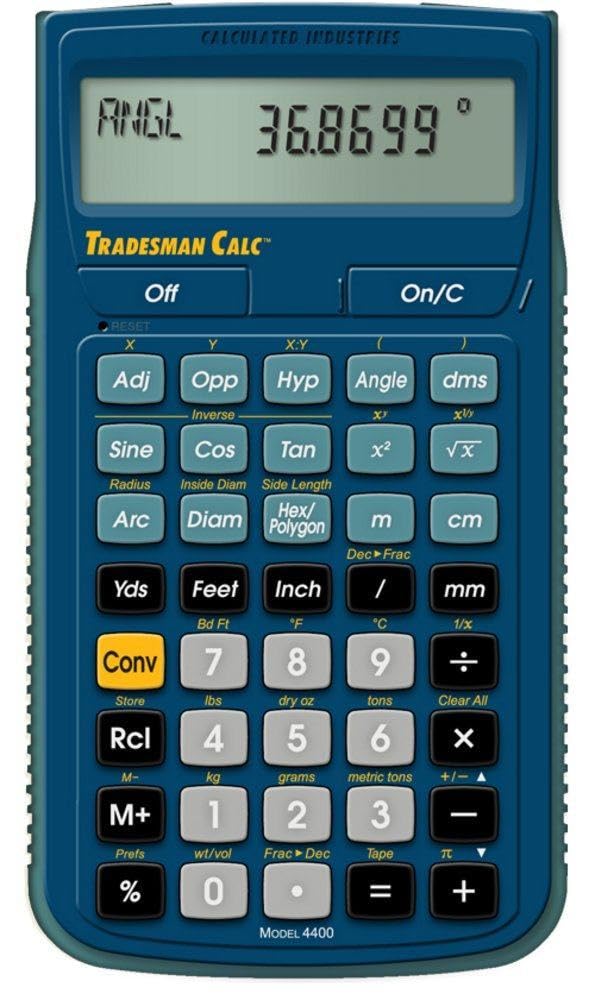 Calculated Industries 4400 TradesmanCalc Technical Trades Dimensional Trigonometry and Geometry Math and Conversion Calculator Tool for Tech Students, Welders, Metal Fabricators, Engineers, Draftsmen