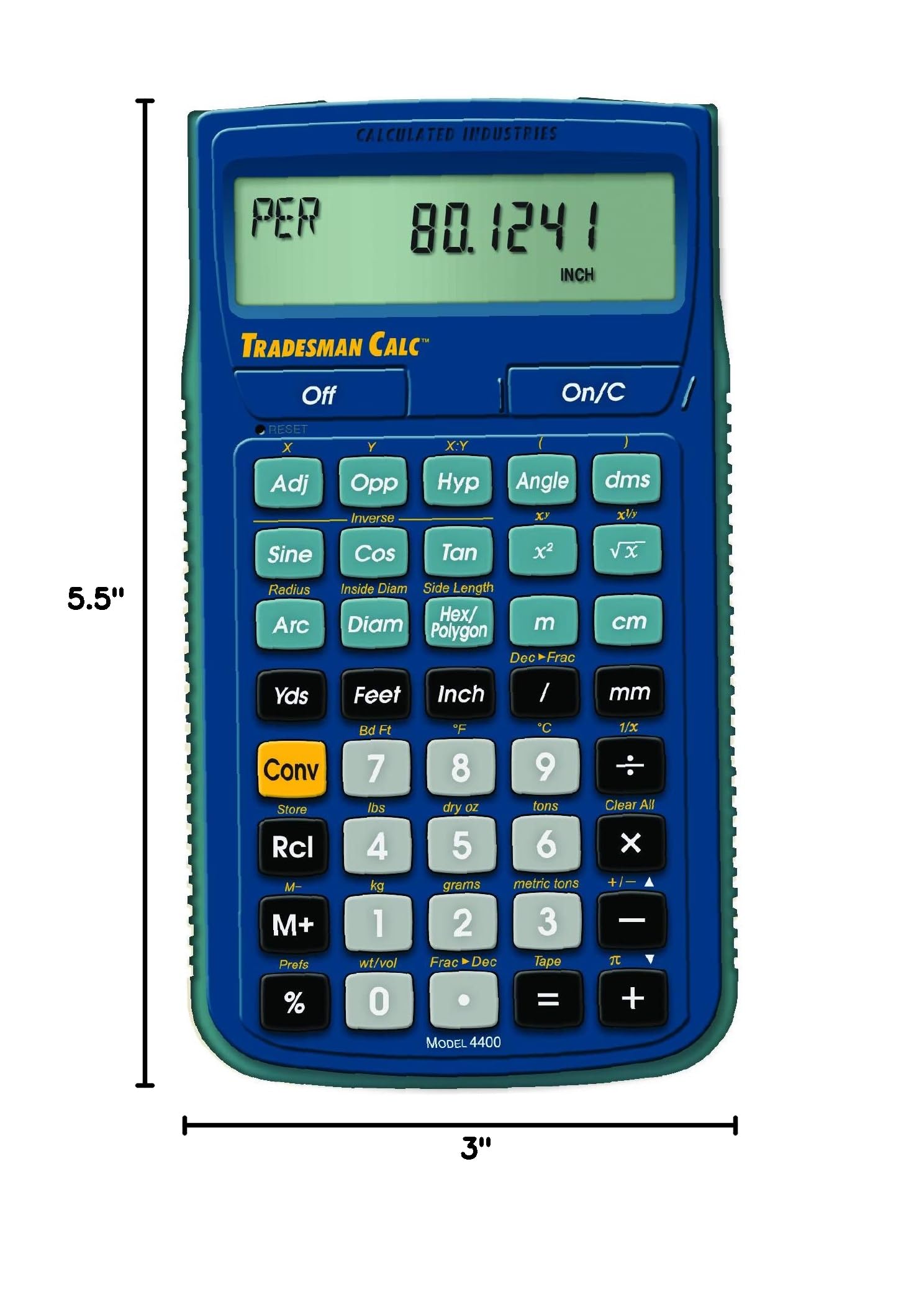 Calculated Industries 4400 TradesmanCalc Technical Trades Dimensional Trigonometry and Geometry Math and Conversion Calculator Tool for Tech Students, Welders, Metal Fabricators, Engineers, Draftsmen