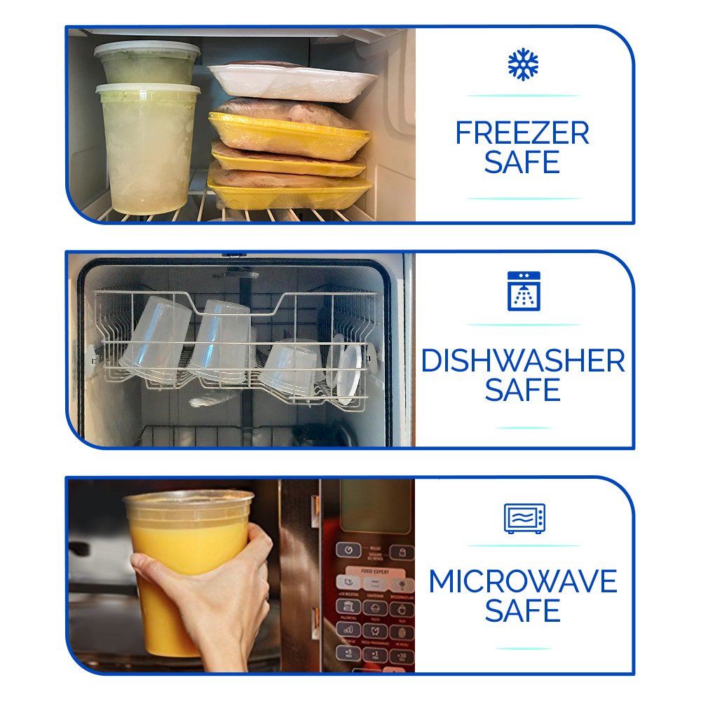 Deli Containers with Lids - Food Storage Containers - Clear Freezer Containers | 36-Pack BPA Free Plastic 8, 16, 32 oz | Cup Pint Quart set | Great for Soup, Meal Prep, Portion Control, Slime and More