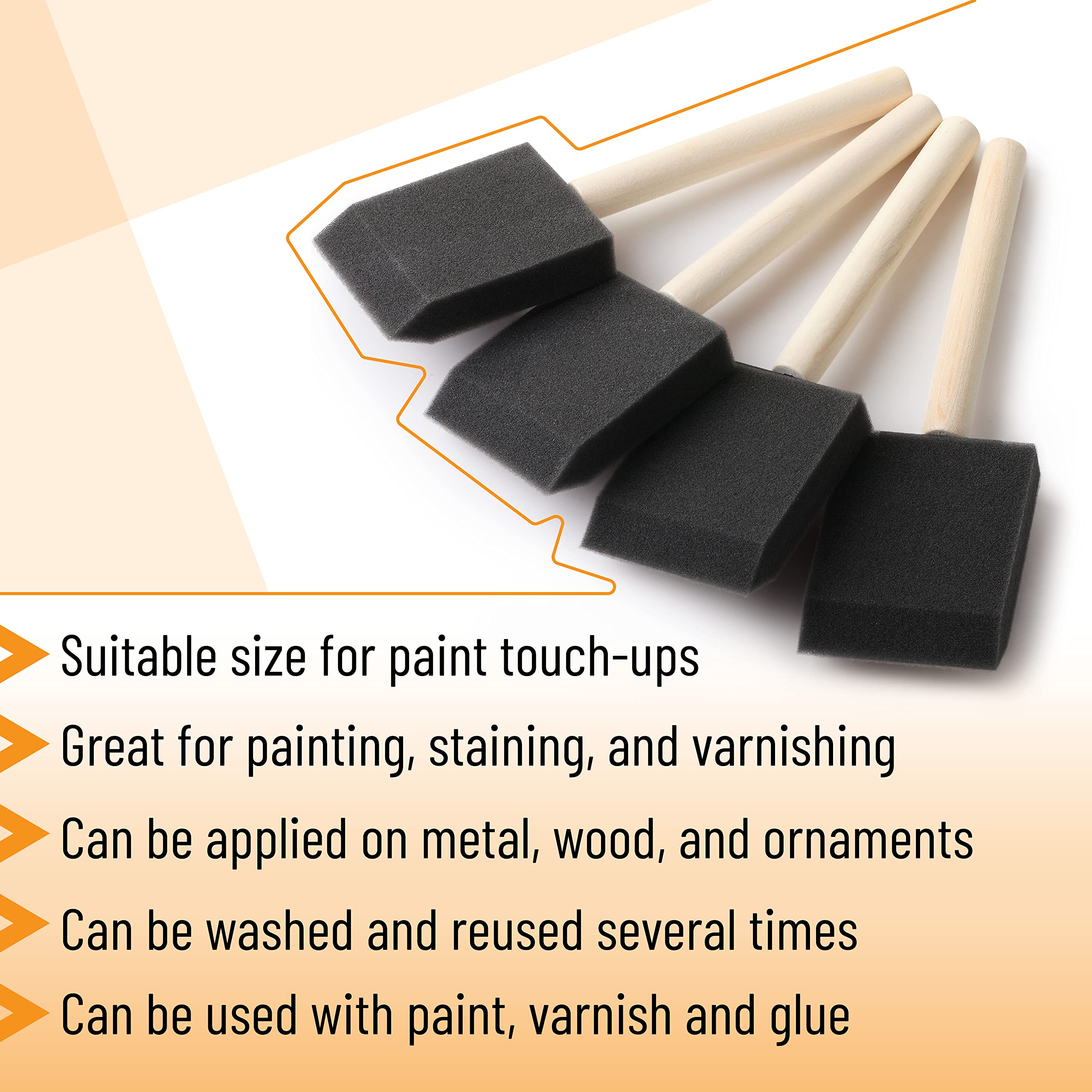 Bates- Foam Paint Brushes, 16 Pack, 2 Inch, Sponge Brushes, Sponge Paint Brush, Foam Brushes, Foam Brushes for Painting, Foam Brushes for Staining, Paint Sponges, Foam Sponge Brush