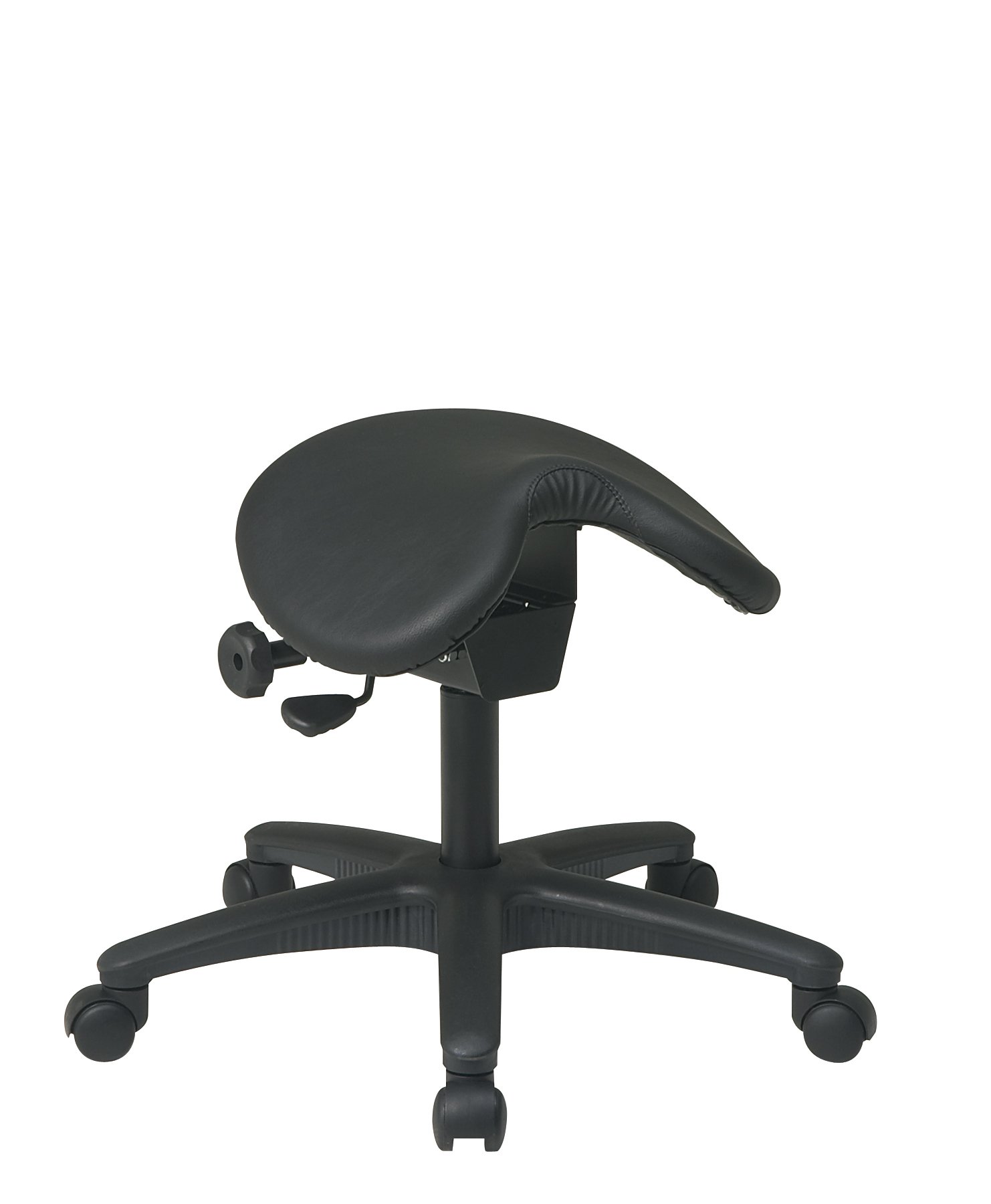 Office Star Drafting Chair with Backless Saddle Seat and Angle Adjustment, Pneumatic Height Adjustment from 19" to 24", Black Vinyl