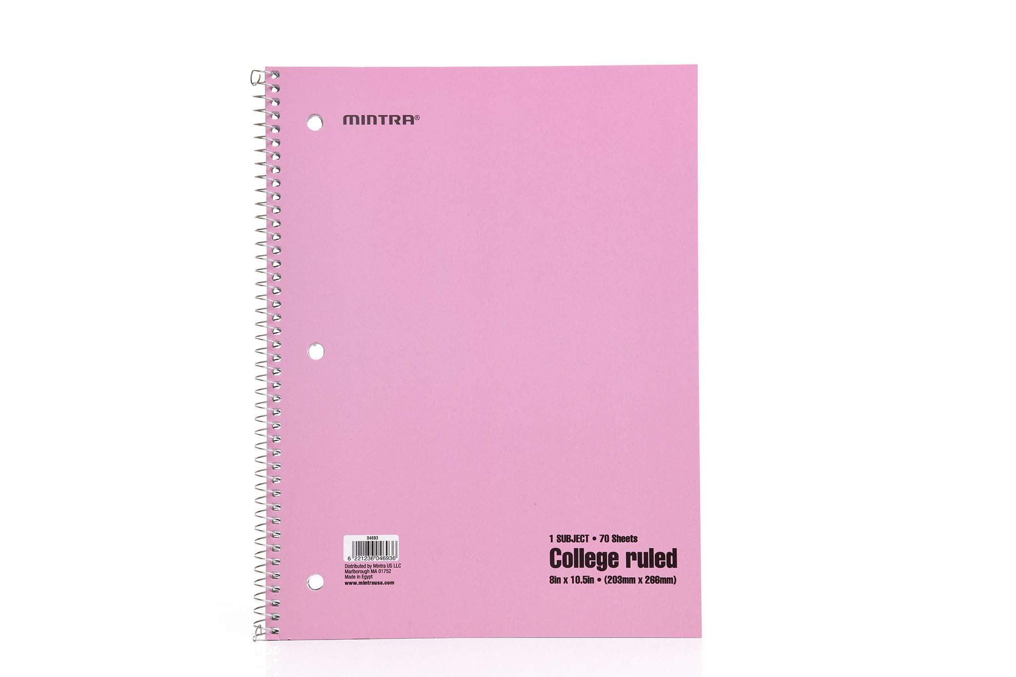 Mintra Office Spiral Notebooks - Pastel, College Ruled, 6 Pack, For School, Office, Business, Professional,70 Sheets