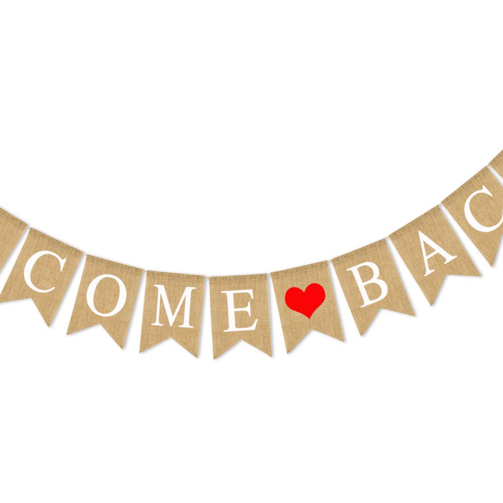 SWYOUN Burlap Welcome Back Banner Back to Home School Office Party Supplies Garland Decoration