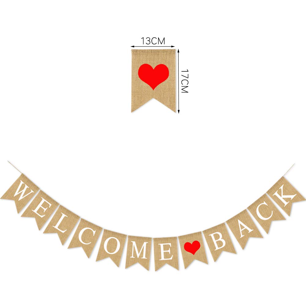 SWYOUN Burlap Welcome Back Banner Back to Home School Office Party Supplies Garland Decoration