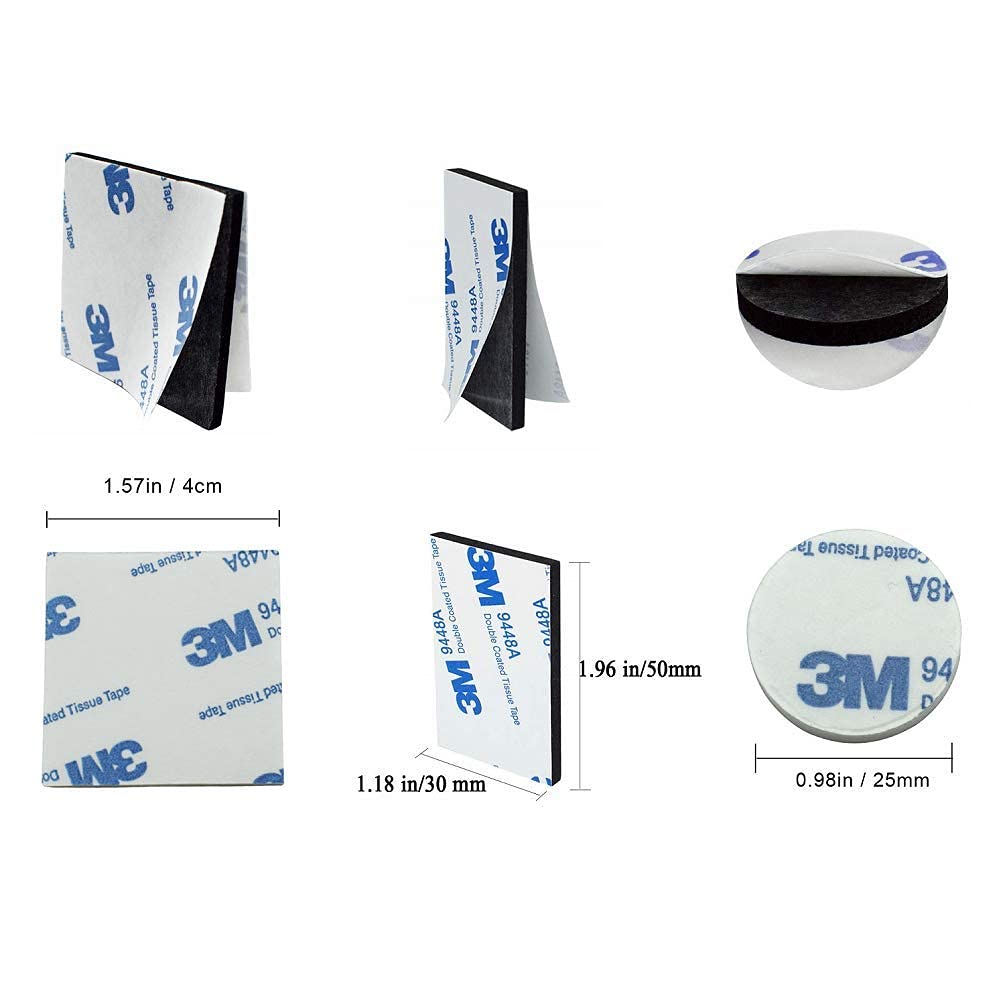 Avando Double Sided Foam Tape Strong Pad Mounting,Black Self-Adhesive Tape Include Square Round and Rectangular(60Pcs)