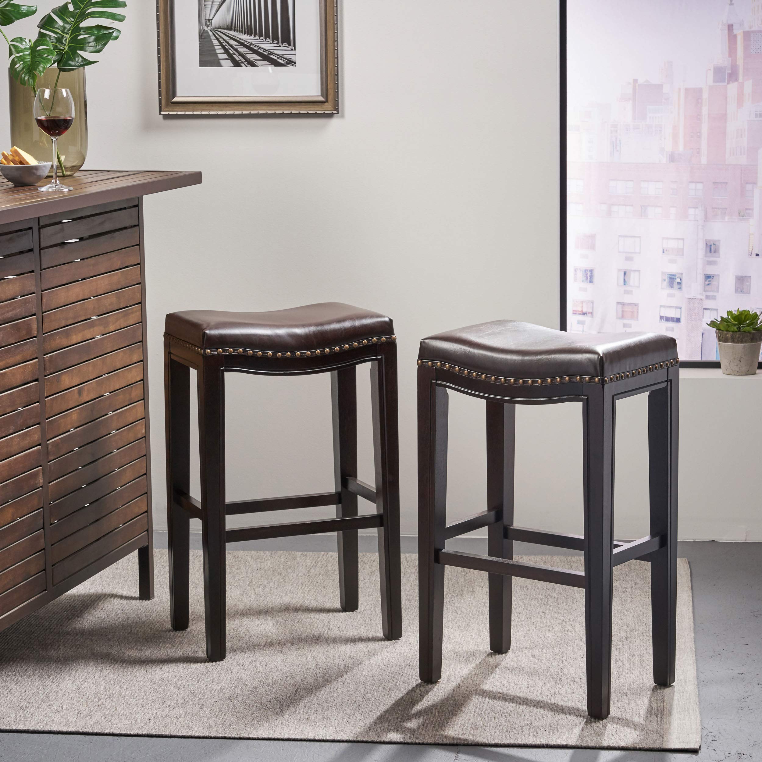 Christopher Knight Home Avondale Backless Bar Stools, 2-Pcs Set, Brown