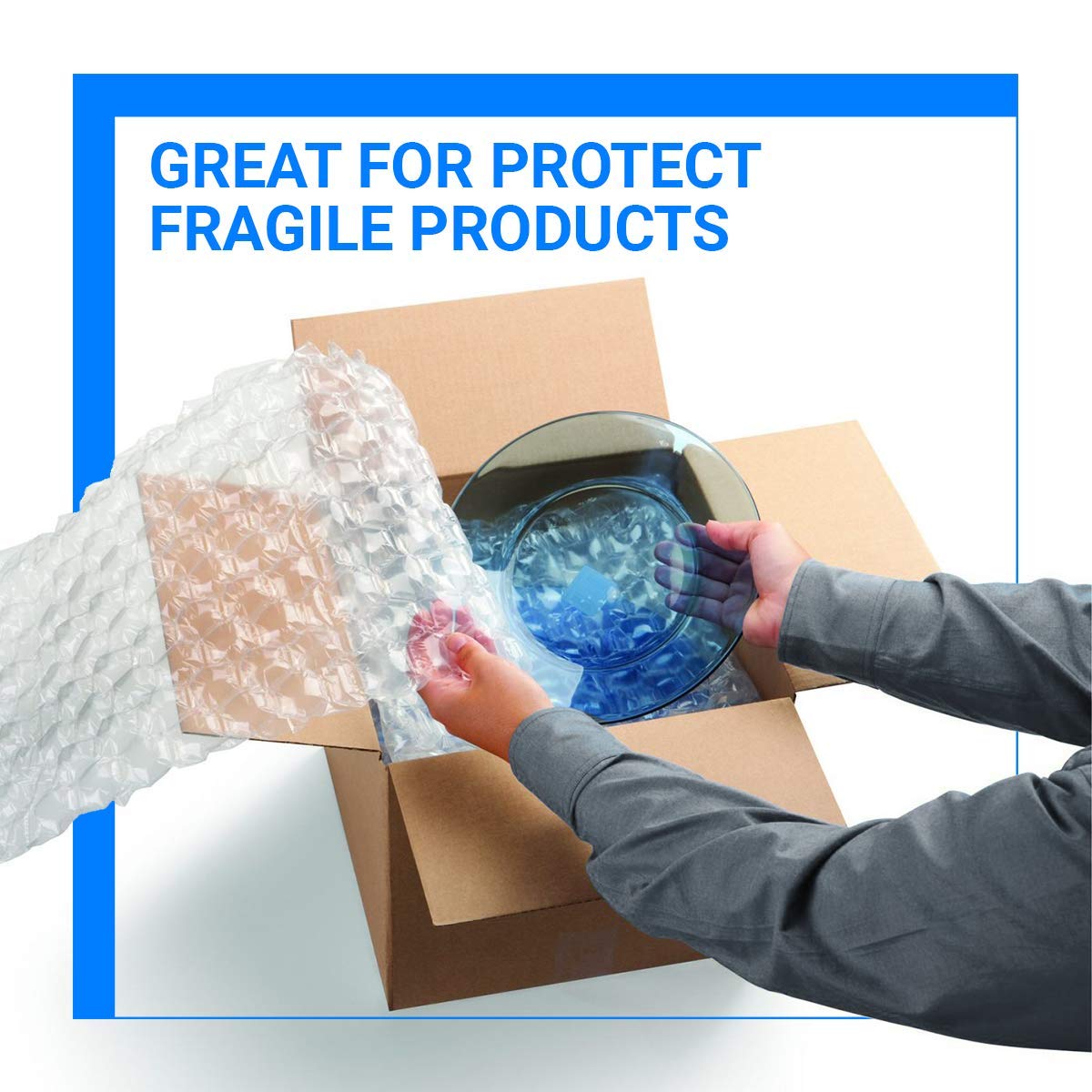2-Pack Bubble Cushioning Wrap Rolls, 3/16" x 12" x 72' ft Total, Perforated Every 12", 20 Fragile Stickers for Packaging, Shipping, Mailing