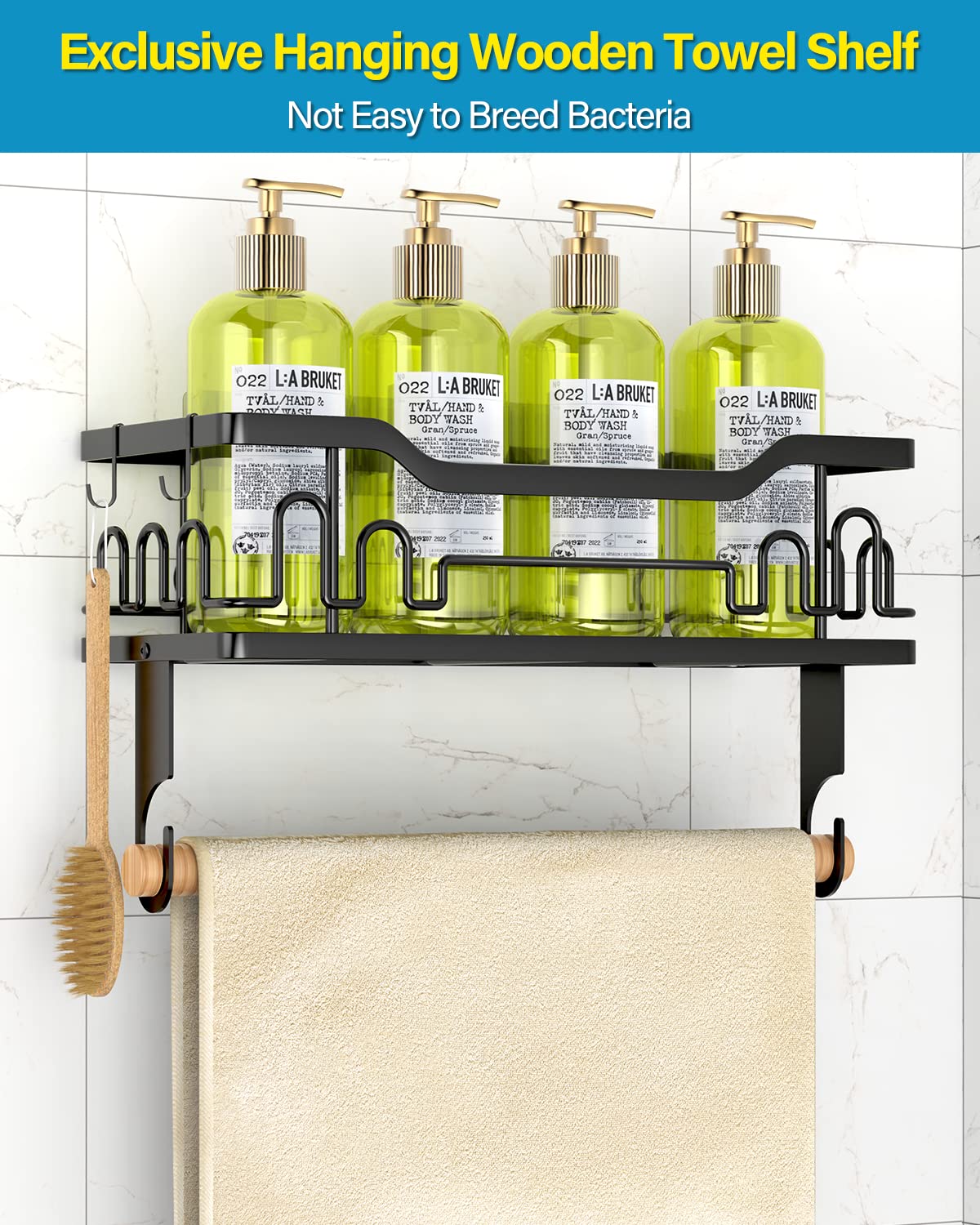 DILEASIR Shower Caddy - 5-Pack Shower Shelves, Adhesive Shower Organizer Hanging No Drilling, Large Capacity Rustproof Stainless Steel Bathroom Organizer, Shower Storage for Inside Shower