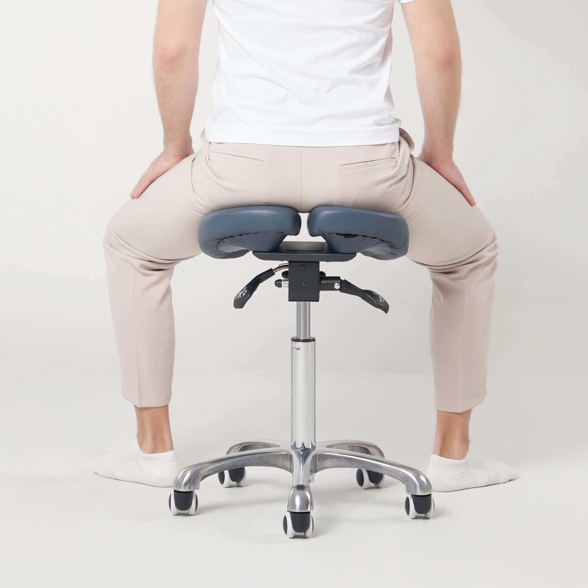 Master Massage Berkeley Ergonomic Split Style Saddle Stool in Royal Blue