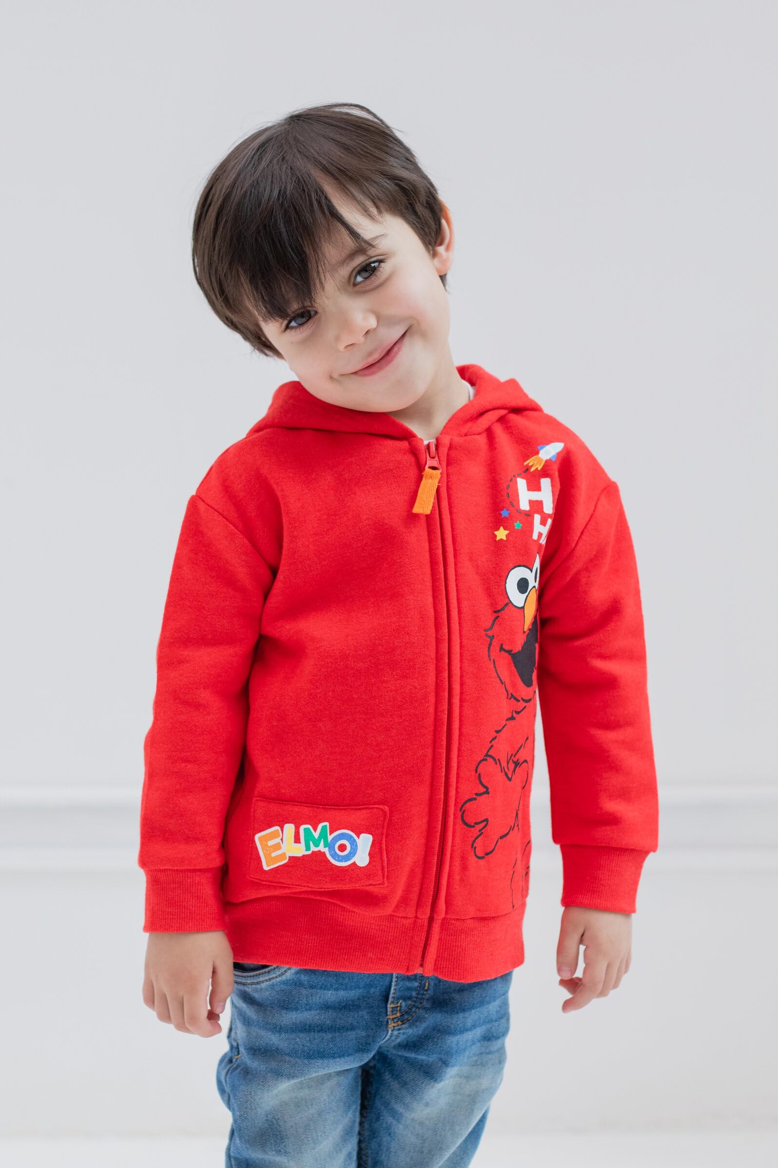 Sesame Street Elmo Infant Baby Boys Fleece Zip Up with Singing Sound Chip Hoodie Red 18 Months