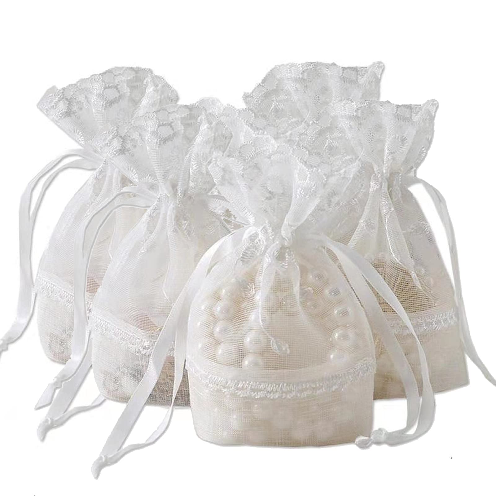 Generally Organza Bags,Gift Wrap Bags, 6Pcs 4x6 Inch White Wedding Drawstring, Jewelry Gift Bags Party, Jewelry, Festival, Bathroom Soaps, Makeup Organza Favor Bags, Small size 6 PCS