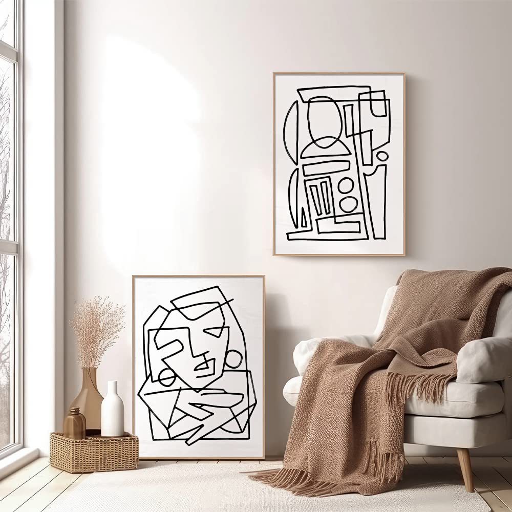 ArtbyHannah Framed Canvas Wall Art Set, Large Contemporary Abstract Wall Art, Framed Minimalist Wall Art for Modern Living Room bedroom office, 20"x28"x2