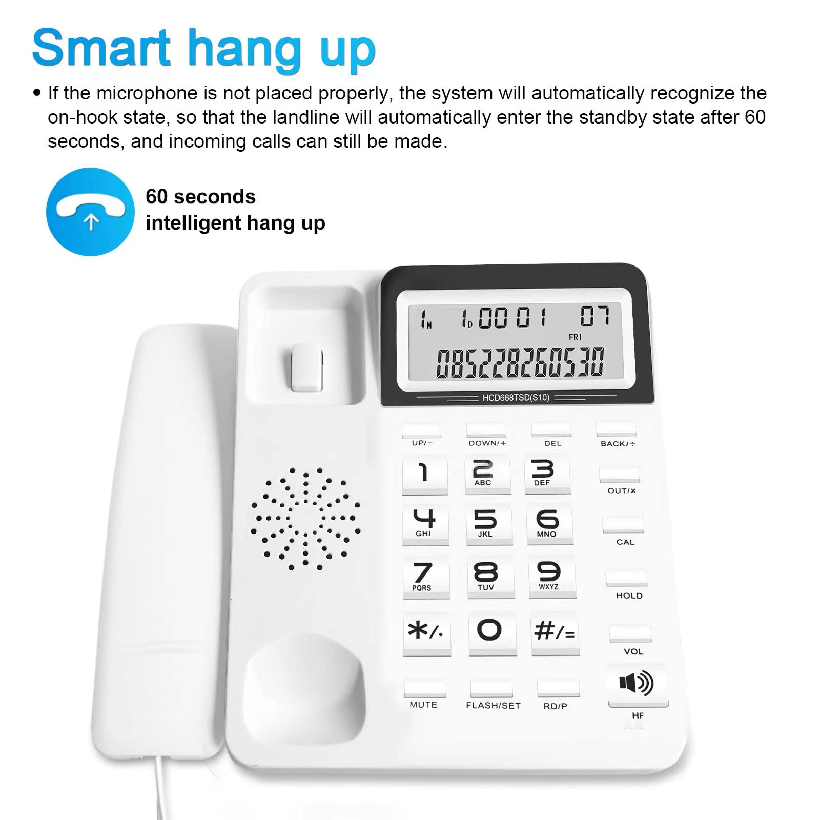 Corded Landline Phones for Home/Hotel/Office/Elderly, with Call Forwarding System, Tilt Display& Hands-Free, and Adjustable Volume