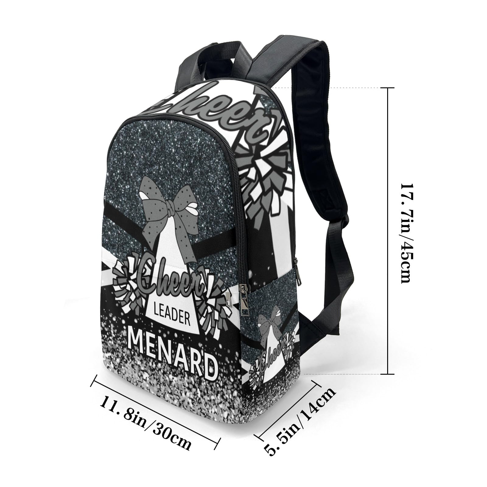 SunFancy Personalized Kid Bag Backpack,Cheerleader Black Custom Kid's Schook Bag Bookbag for Boy Girl Teen Children
