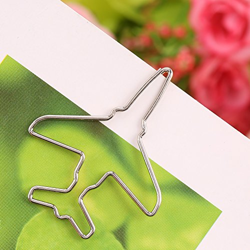 Airplane Shape Paper Clips, 10pcs/Set Stainless Steel Cute Plane Paperclips Funny Bookmarks Marking Document Organizing Clip for Memo Office Supplies School Stationery Gift Wedding Decoration