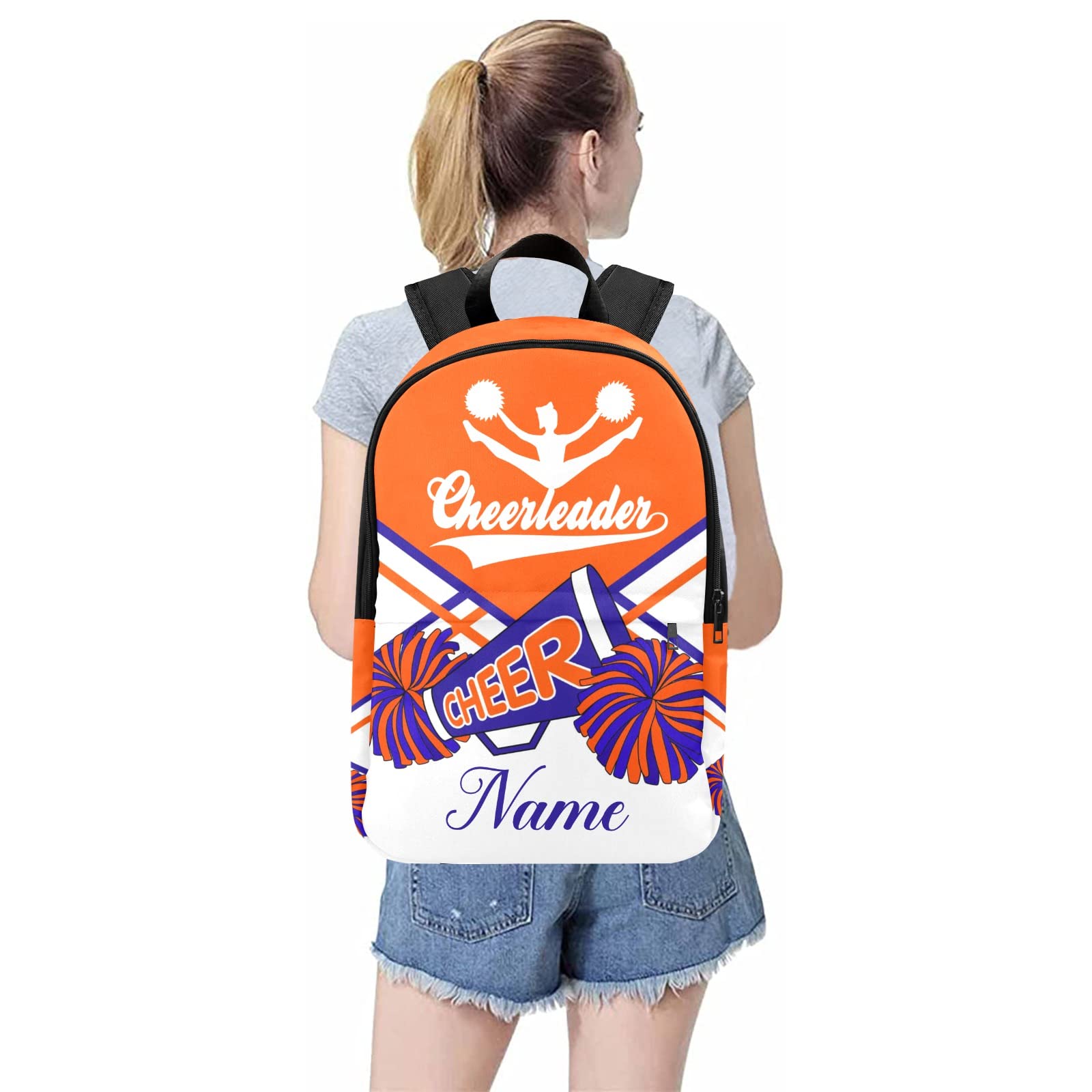 zaaprintblanket Personalized Cheerleader Cheer Orange Blue Backpack Casual Daypack Bag for Man Woman