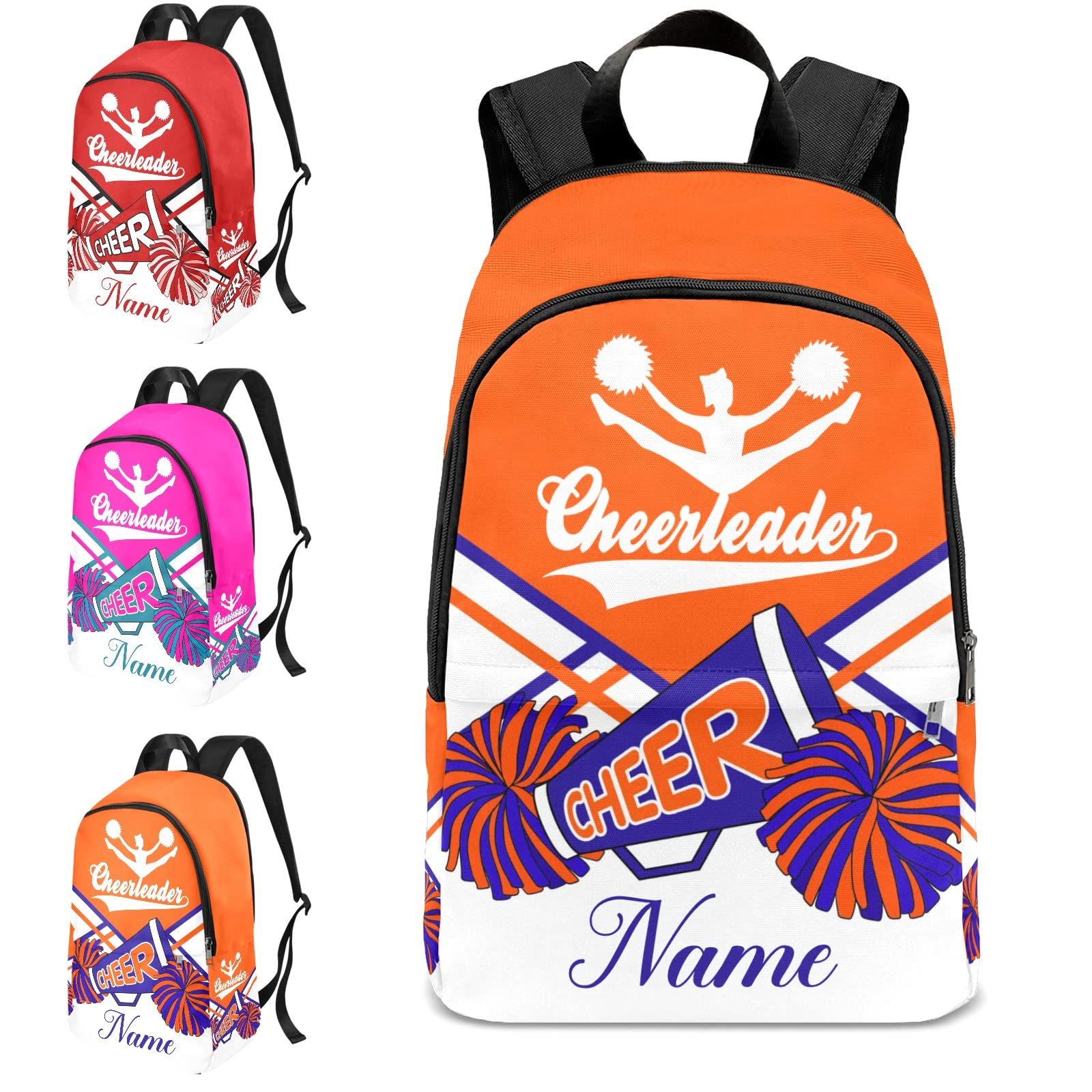 zaaprintblanket Personalized Cheerleader Cheer Orange Blue Backpack Casual Daypack Bag for Man Woman