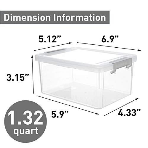 Citylife 2 PCS Storage Bins with Bamboo Lids & 10 PCS 1.3 QT Small Plastic Storage Container Stackable Box for Organizing