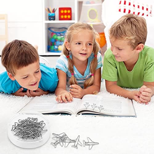 Airplane Shape Paper Clips, 10pcs/Set Stainless Steel Cute Plane Paperclips Funny Bookmarks Marking Document Organizing Clip for Memo Office Supplies School Stationery Gift Wedding Decoration