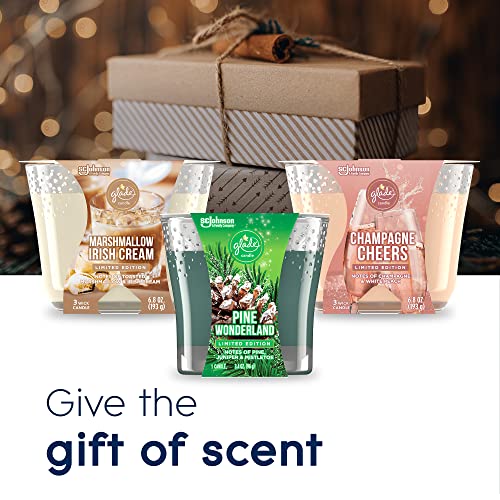 Glade Candle Champagne Cheers, Fragrance Candle Infused with Essential Oils, Air Freshener Candle, 3-Wick Candle, 6.8 Oz, 3 Count