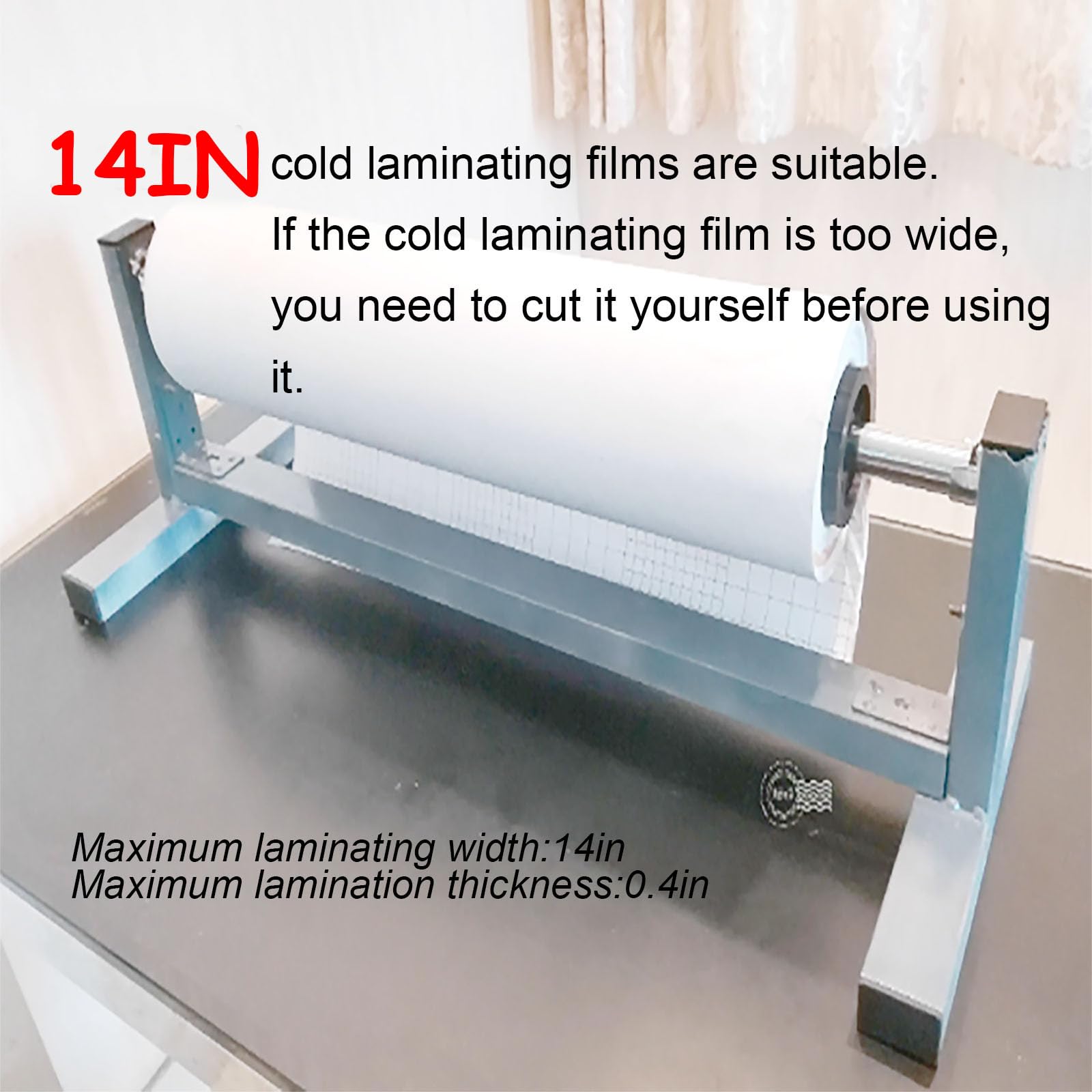 INTBUYING 14Inch Cold Manual Laminator All Metal Frame 360MM Manual Cold Roll Laminator Mount Laminating Machine