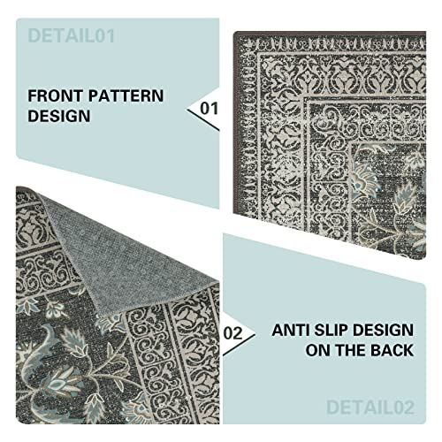 Asrug Floral Luxury Accent Area Rugs Non-Shedding Living Room Bedroom Accent Rug, 3’x5’, Taupe