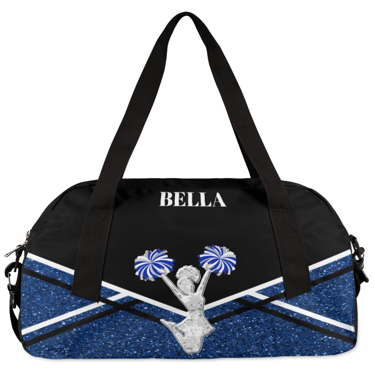 RIRIX Personalized Kids Gym Bag, Custom Sport Duffel Blue Glitter Cheer