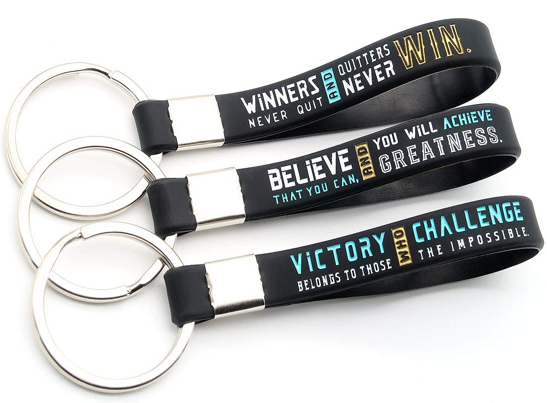 Inkstone Cheerleading Keychains | (12 Pack) Sports Inspirational Quotes | Flexible | Gifts For Your Team, Friends, Colleagues