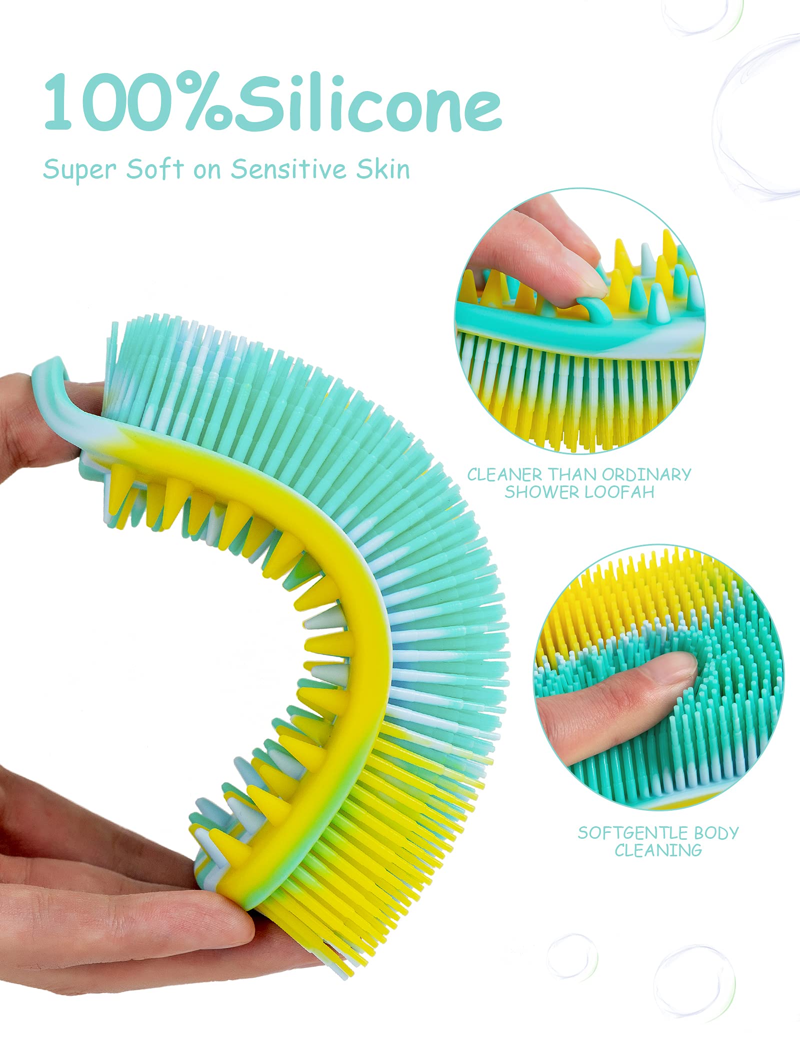 Silicone Exfoliating Body Scrubber Loofah Silicone Scalp Massager Shampoo Brush Soft Body Scrubbers for Use in Shower Lathers Well Easy to Clean 2 in 1 BSROLUNA (1 Pack Camouflage Green)