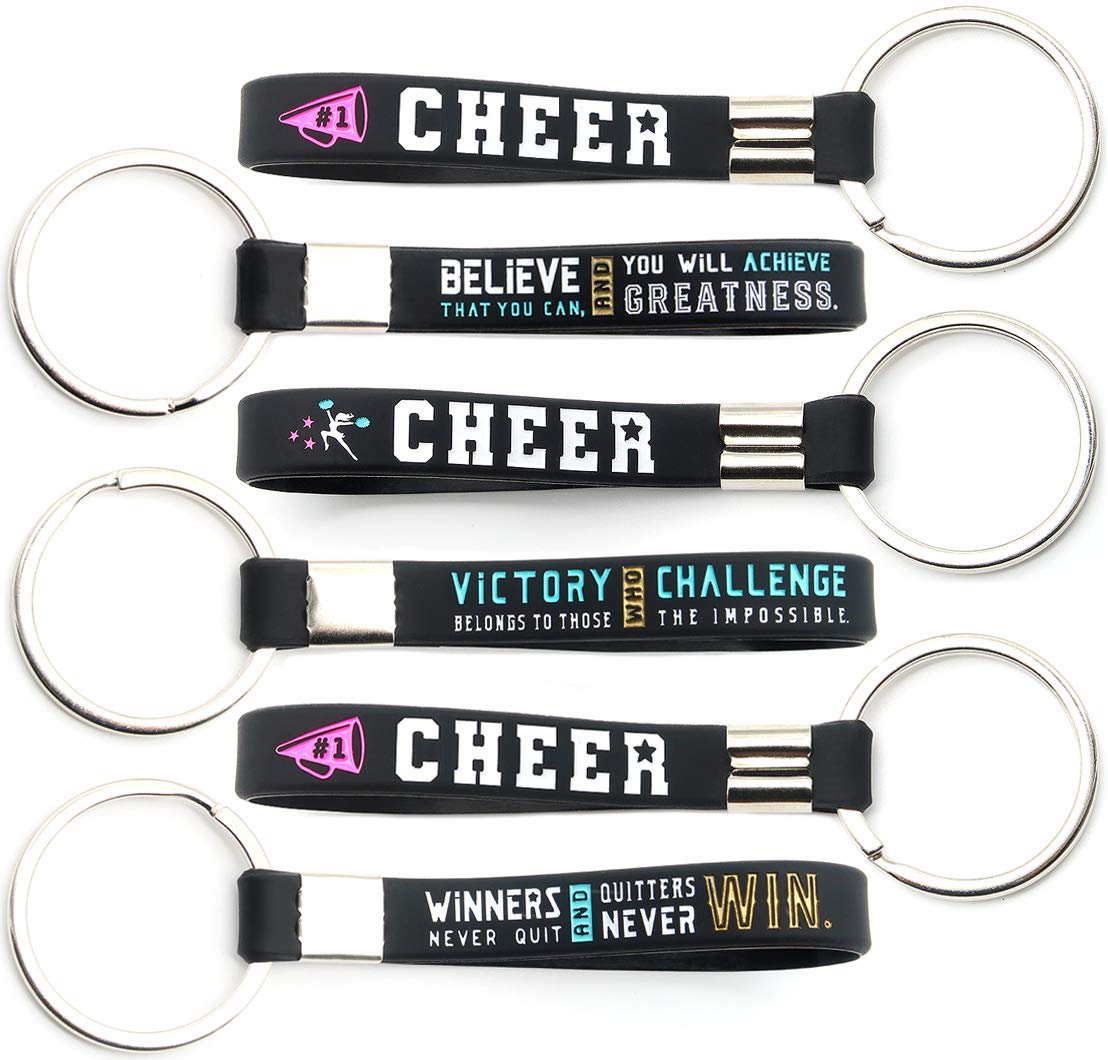 Inkstone Cheerleading Keychains | (12 Pack) Sports Inspirational Quotes | Flexible | Gifts For Your Team, Friends, Colleagues