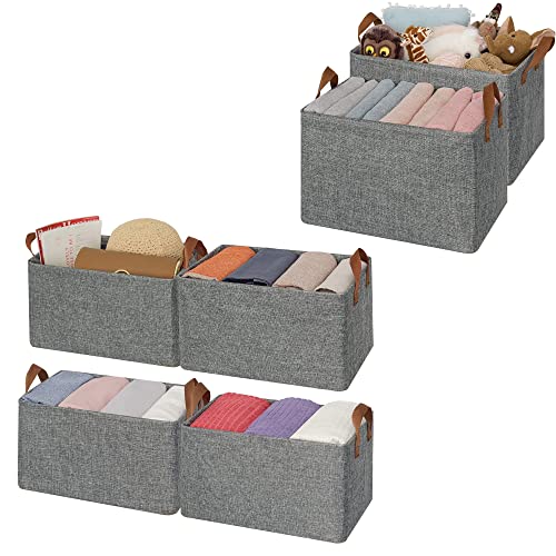 GRANNY SAYS Bundle of 4-Pack Fabric Storage Bins & 2-Pack Rectangle Storage Bins with Metal Frame