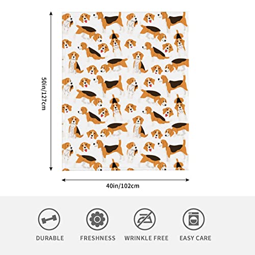 Beagle Dog Throw Blanket Super Soft Warm Blanket Flannel Fleece Blankets for Sofa, Couch, Bed for All Season 50"X40"