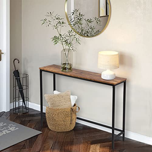 Timberer 39.4β Console Table, Hallway Entrance Table Sofa Table Behind Couch, for Living Room, Entryway, Easy Assembly, Accent Table, Rustic Brown