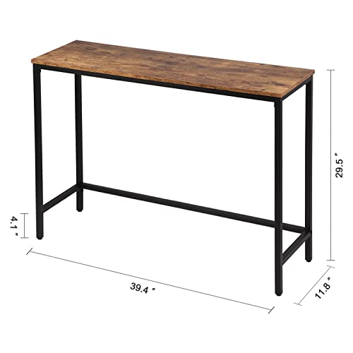 Timberer 39.4β Console Table, Hallway Entrance Table Sofa Table Behind Couch, for Living Room, Entryway, Easy Assembly, Accent Table, Rustic Brown